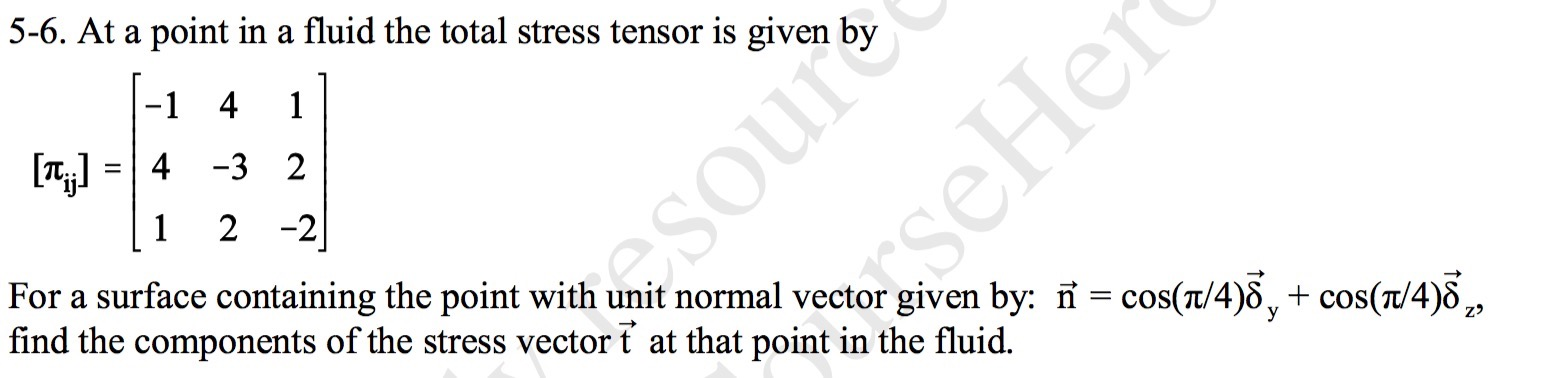 at a point in a fluid the total stress tensor is | Chegg.com