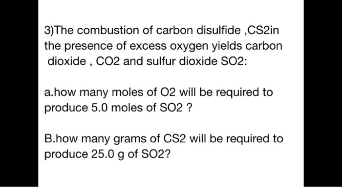 Solved The combustion of carbon disulfide , CS2in the | Chegg.com