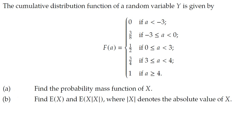 Solved The cumulative distribution function of a random | Chegg.com