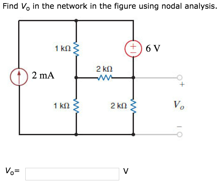 Solved Find Vo in the network in the figure using nodal | Chegg.com