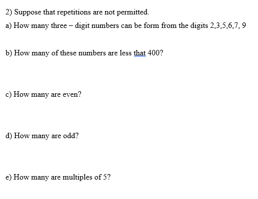 Solved Suppose that repetitions are not permitted. a) How | Chegg.com