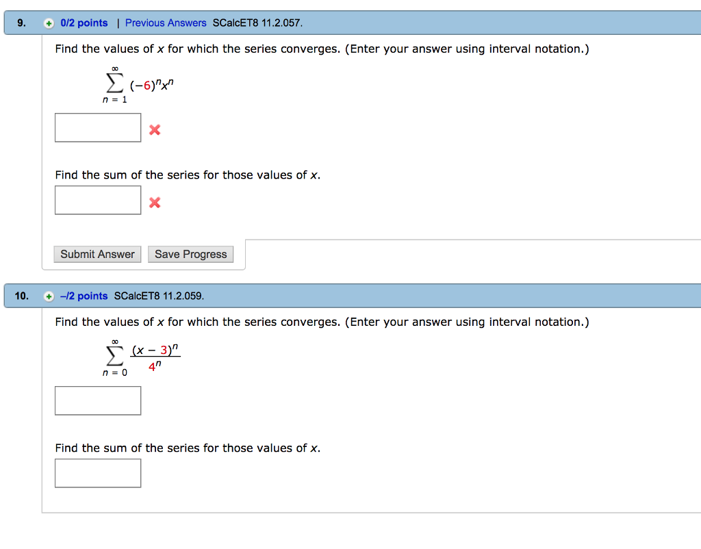 Solved 9. +0/2 points | Previous Answers SCalcET8 11.2.057 | Chegg.com