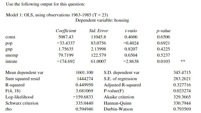 Use the following output for this question Model 1: | Chegg.com