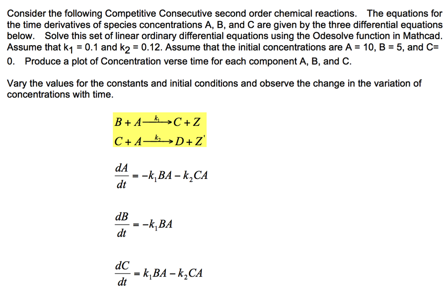 Write A Mathcad Program To Solve The Set Of Ordinary
