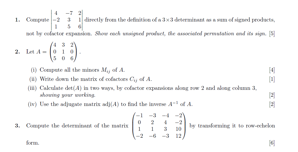 Solved Compute |4 -7 2 -2 3 1 1 5 6| directly from the | Chegg.com
