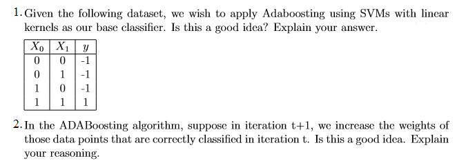 1.Given the following dataset, we wish to apply | Chegg.com