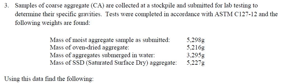 Solved 3. Samples of coarse aggregate (CA) are collected at | Chegg.com