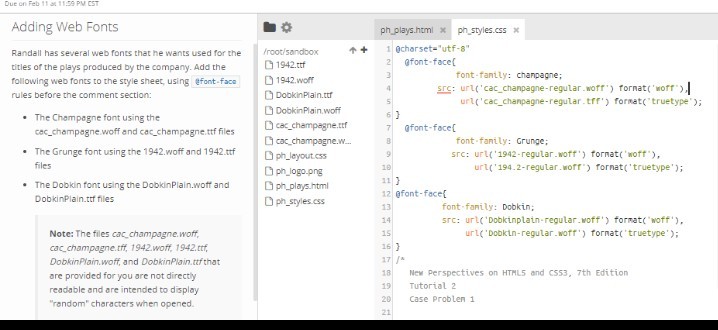 Adding Web Fonts ph_plays.htmi X| gn, styles.css × 1 | Chegg.com