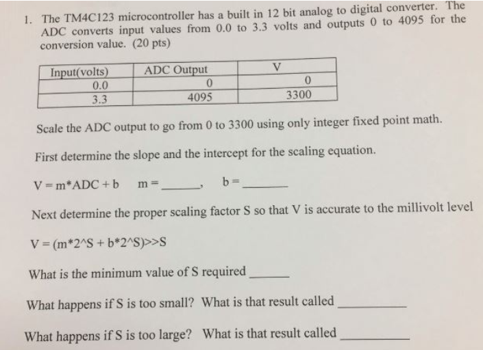 Solved 1· The TM4C 123 microcontroller has a built in 12 bit | Chegg.com