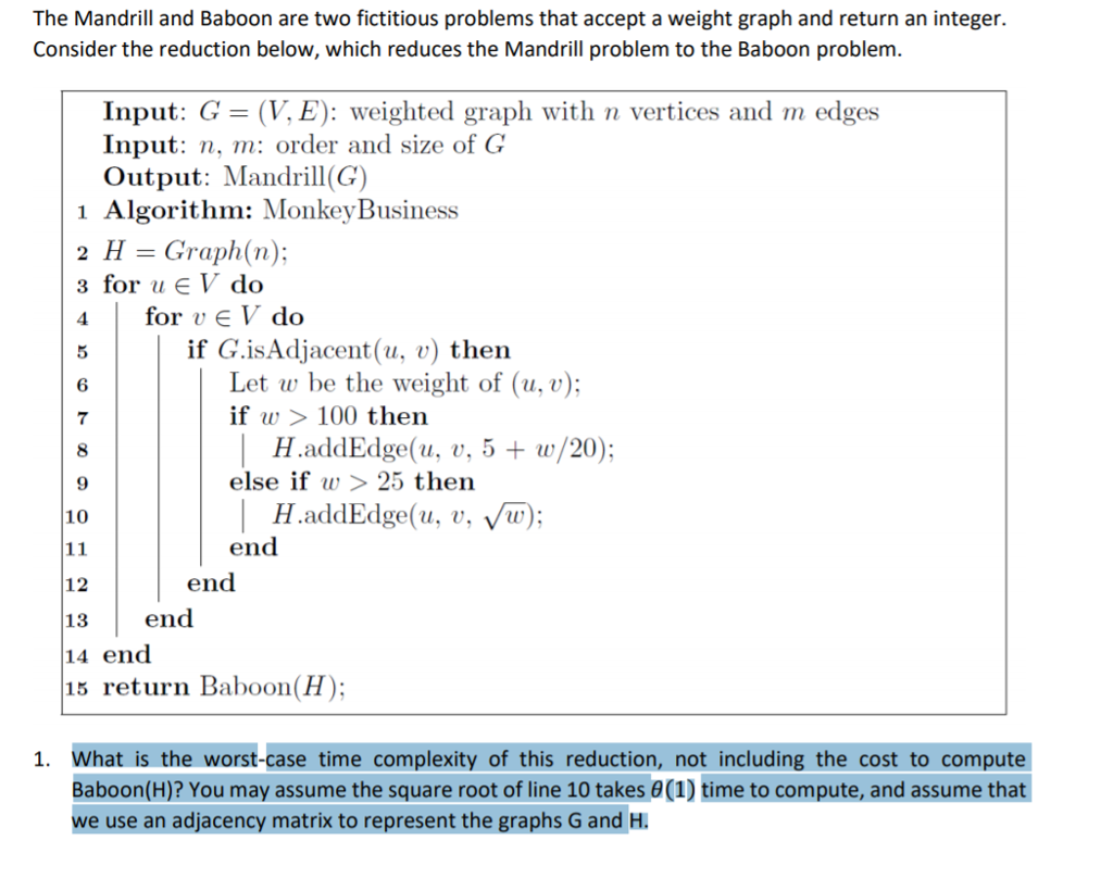 Solved The Mandrill and Baboon are two fictitious problems | Chegg.com