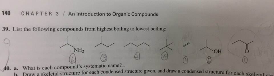 Solved List the following compounds from highest boiling to | Chegg.com