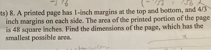 Solved A printed page has 1-inch margins at the top and | Chegg.com