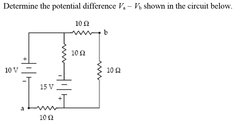 Solved Determine the potential difference Va-Vb shown in the | Chegg.com