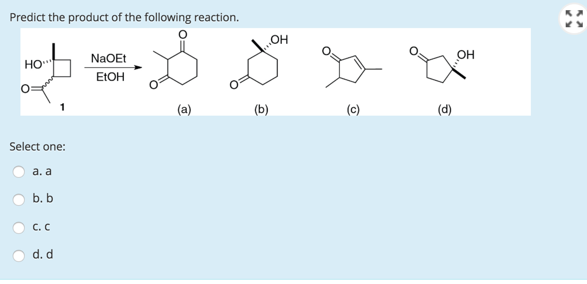 Solved Predict the product of the following reaction. | Chegg.com