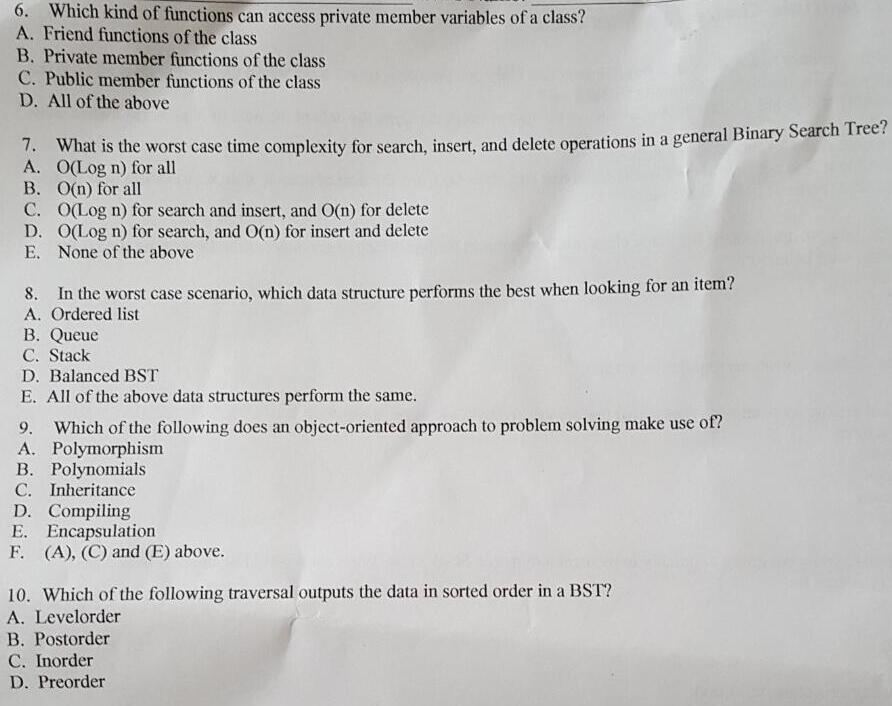 Solved Which kind of functions can access private member | Chegg.com