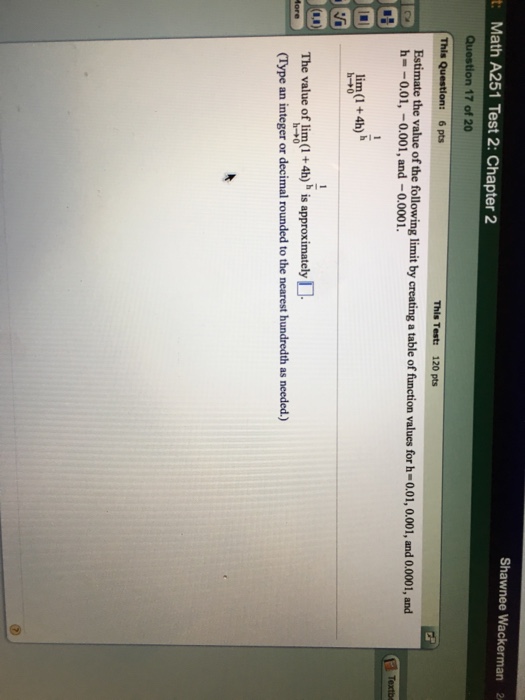 Solved Estimate the value of the following limit by creating | Chegg.com