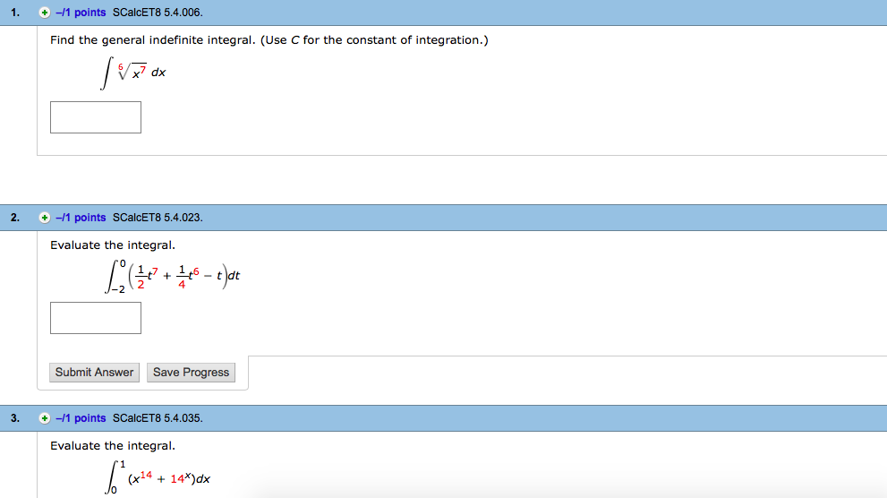 Solved 1. /1 points SCalcET8 5.4.006 Find the general | Chegg.com