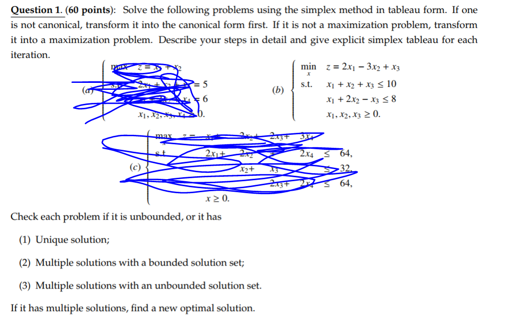 Solved Question 1. (60 points): Solve the following problems | Chegg.com