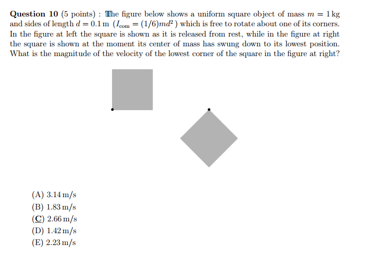 Solved The figure below shows a uniform square object of | Chegg.com