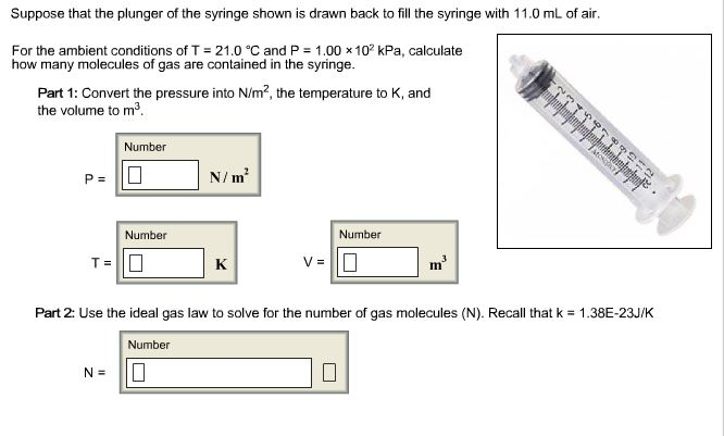 Solved Suppose that the plunger of the syringe shown is | Chegg.com