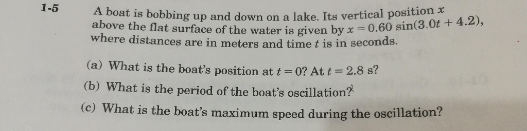 Solved 1-5 A boat is bobbing up and down on a lake.I above | Chegg.com