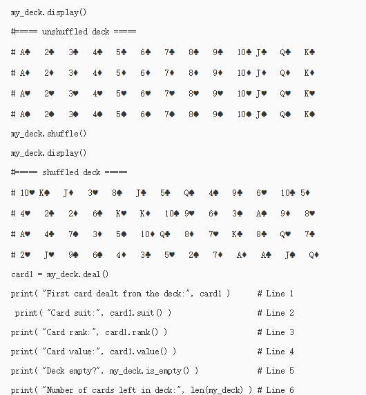 Solved my deck. display() unshuffled deck A4 24 34 44 54 64 | Chegg.com