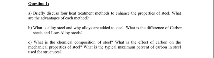 Solved Briefly discuss four heat treatment methods to | Chegg.com