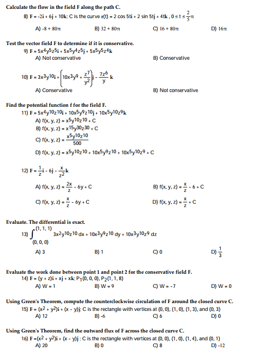 Solved Calculate the flow in the field F along the path C. | Chegg.com