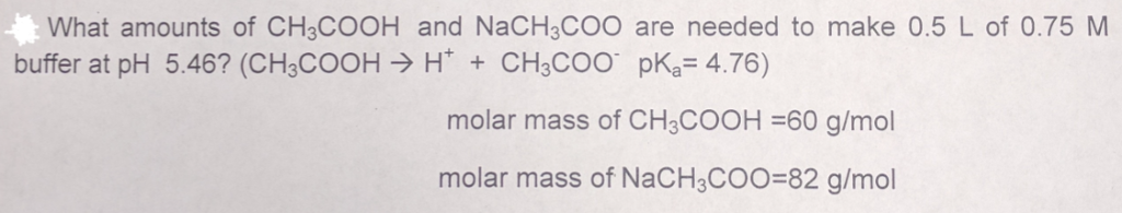 Solved What amounts of CH3COOH and NaCH3COO are needed to | Chegg.com