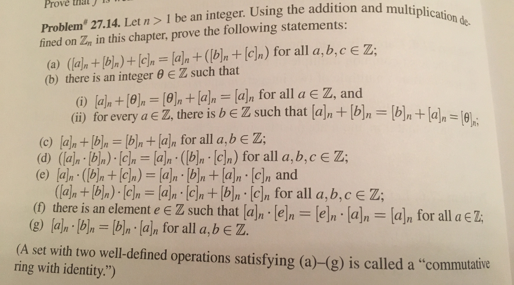 Solved Let N 1 Be An Integer Using The Addition And