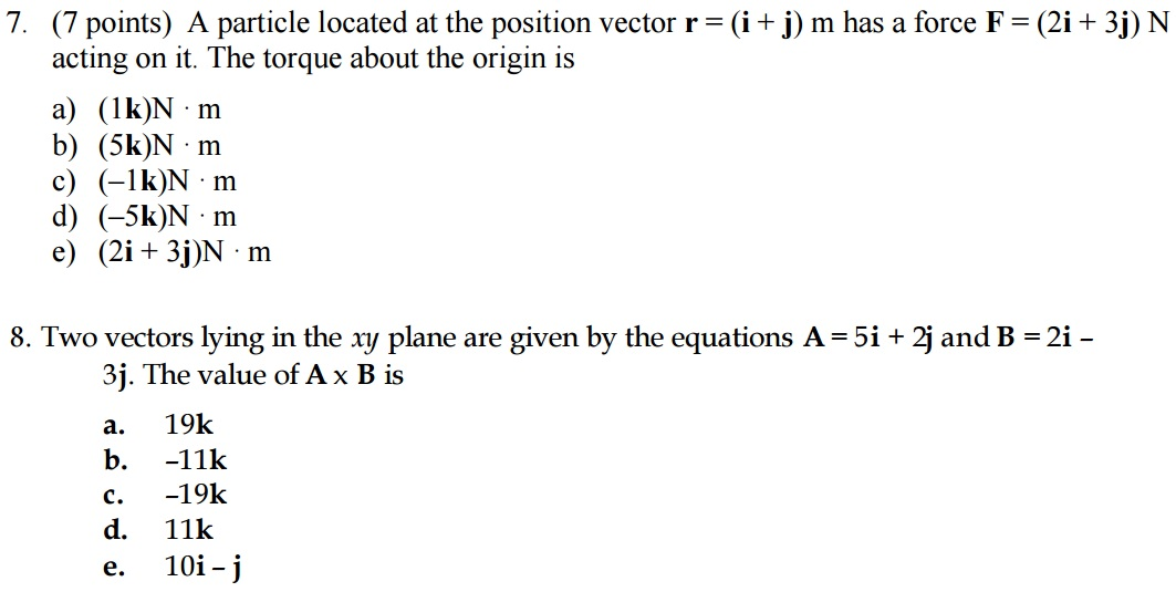 Solved A particle located at the position vector r = (i + j) | Chegg.com