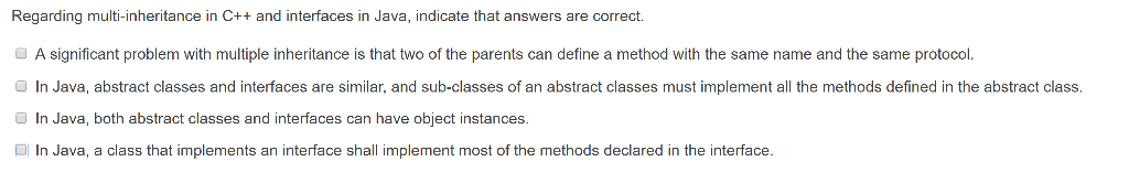 Solved Regarding multi-inheritance in C++ and interfaces in | Chegg.com
