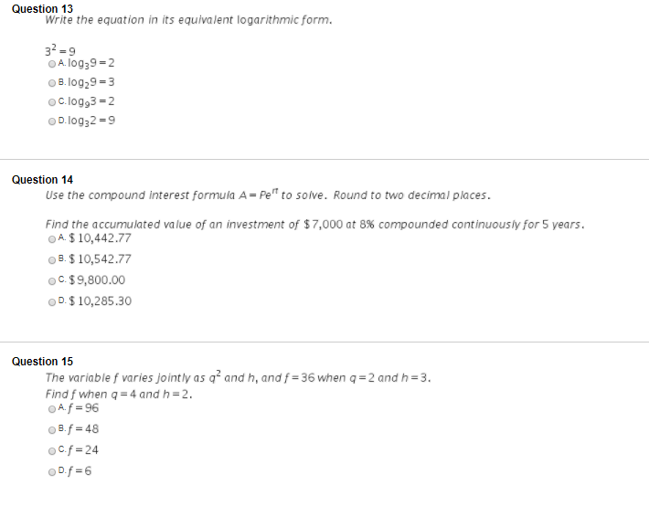 Solved Question 13 Write the equation in its equivalent | Chegg.com