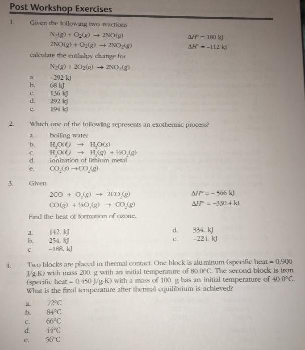 Solved Post Workshop Exercises 1. Given the following two | Chegg.com