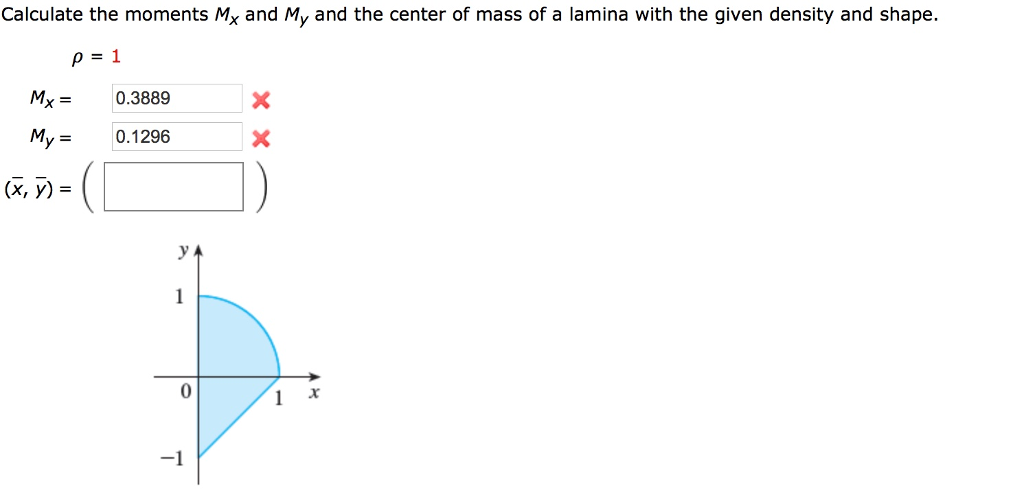 Solved Calculate the moments Mx and My and the center of | Chegg.com Solved Calculate the moments Mx and My and the center of | Chegg.com