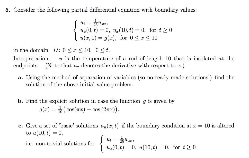 Solved 5. Consider the following partial differential | Chegg.com