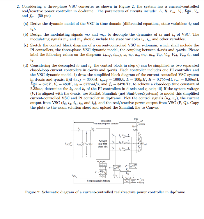 Considering a three-phase VSC converter as shown in | Chegg.com
