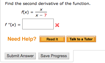 Solved Find the second derivative of the function. f(x) = | Chegg.com