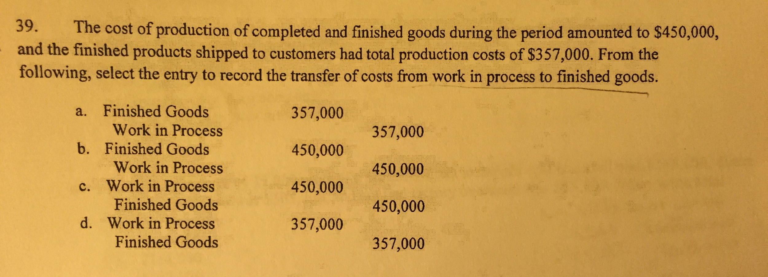 Solved The cost of production of completed and finished | Chegg.com
