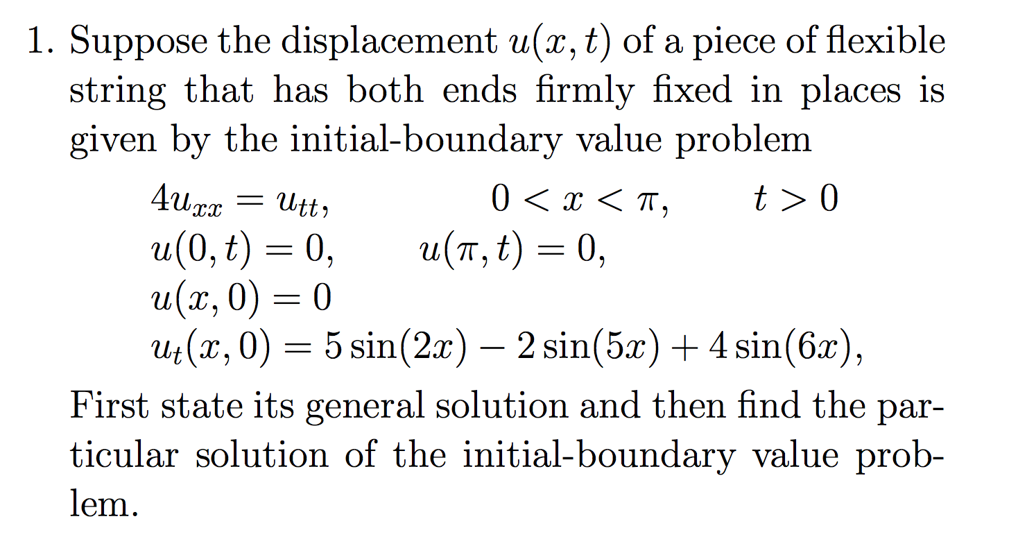 Solved Suppose the displacement u(x, t) of a piece of | Chegg.com
