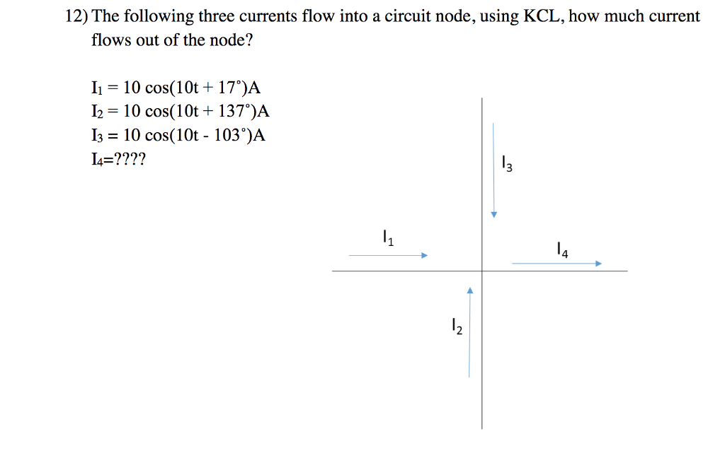 Solved 12) The following three currents flow into a circuit | Chegg.com