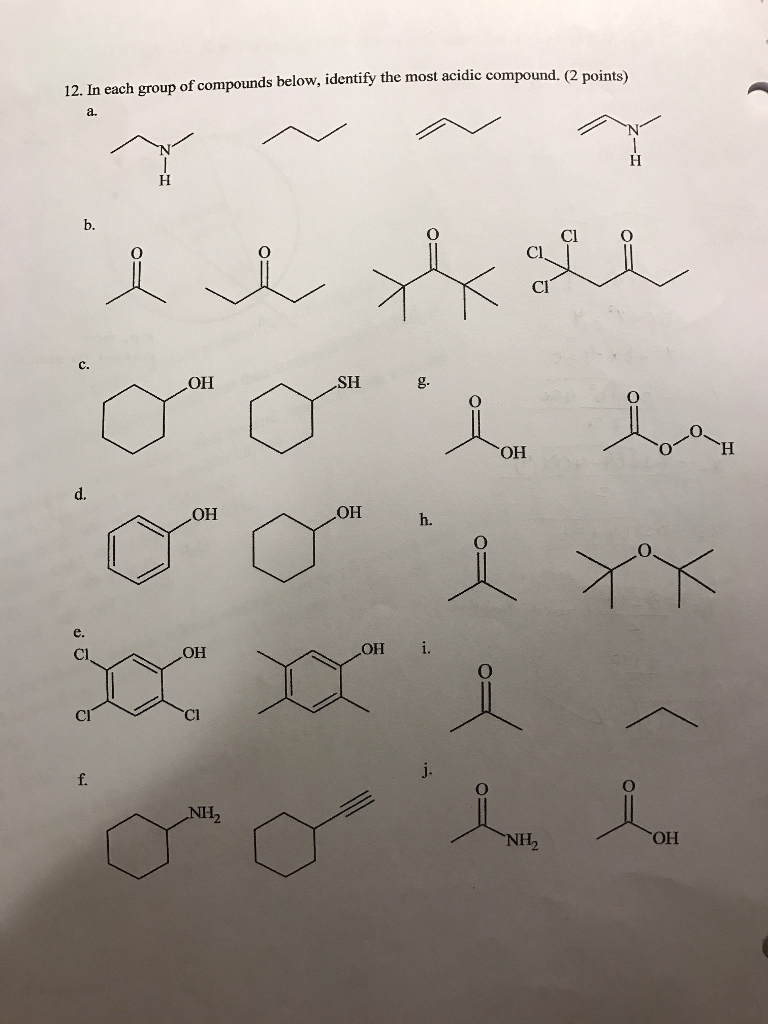 Solved In each group of compounds below, identify the most | Chegg.com