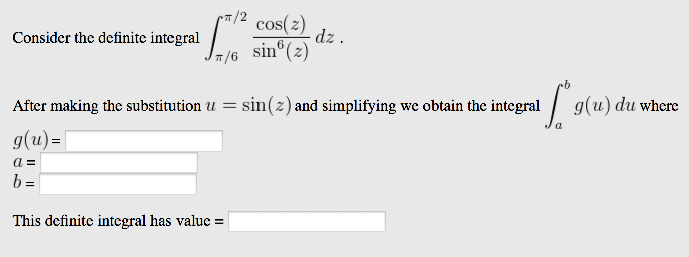 Solved Consider the definite integral Integral pi/2 pi/6 | Chegg.com