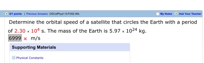 Solved Determine the orbital speed of a satellite that | Chegg.com