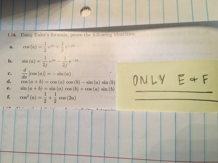 Solved Using Euler's formula, prove the following | Chegg.com