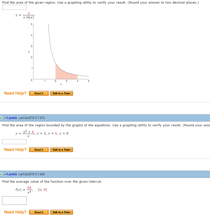Solved Find the area of the given region. Use a graphing | Chegg.com