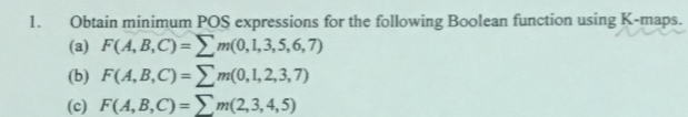 Solved Obtain minimum POS expressions for the following | Chegg.com