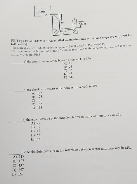 Solved 0,43 m mercury full Type PROBLEM #7 (All detailed | Chegg.com