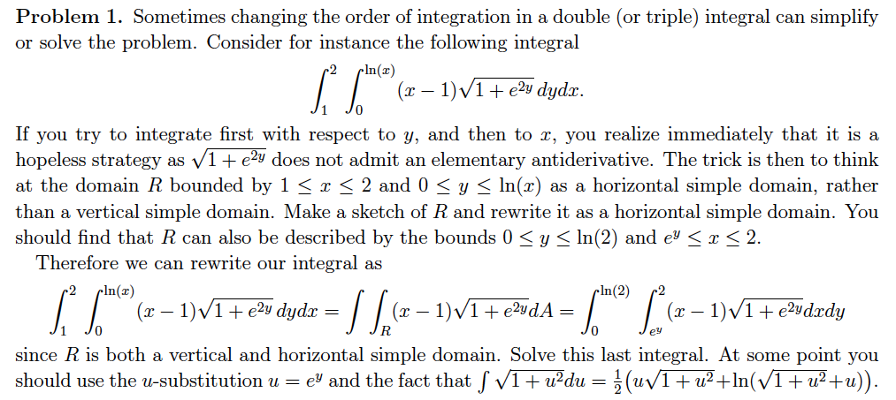 Solved Problem 1. Sometimes changing the order of | Chegg.com