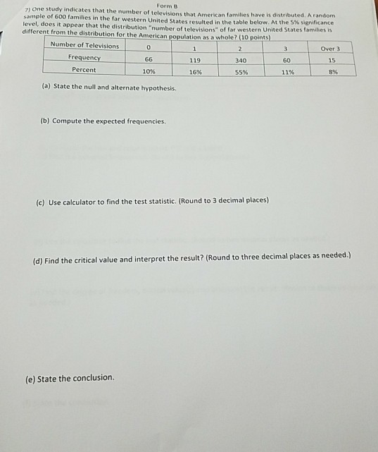 Solved Form B 7) one study indicates that the numbe sample | Chegg.com